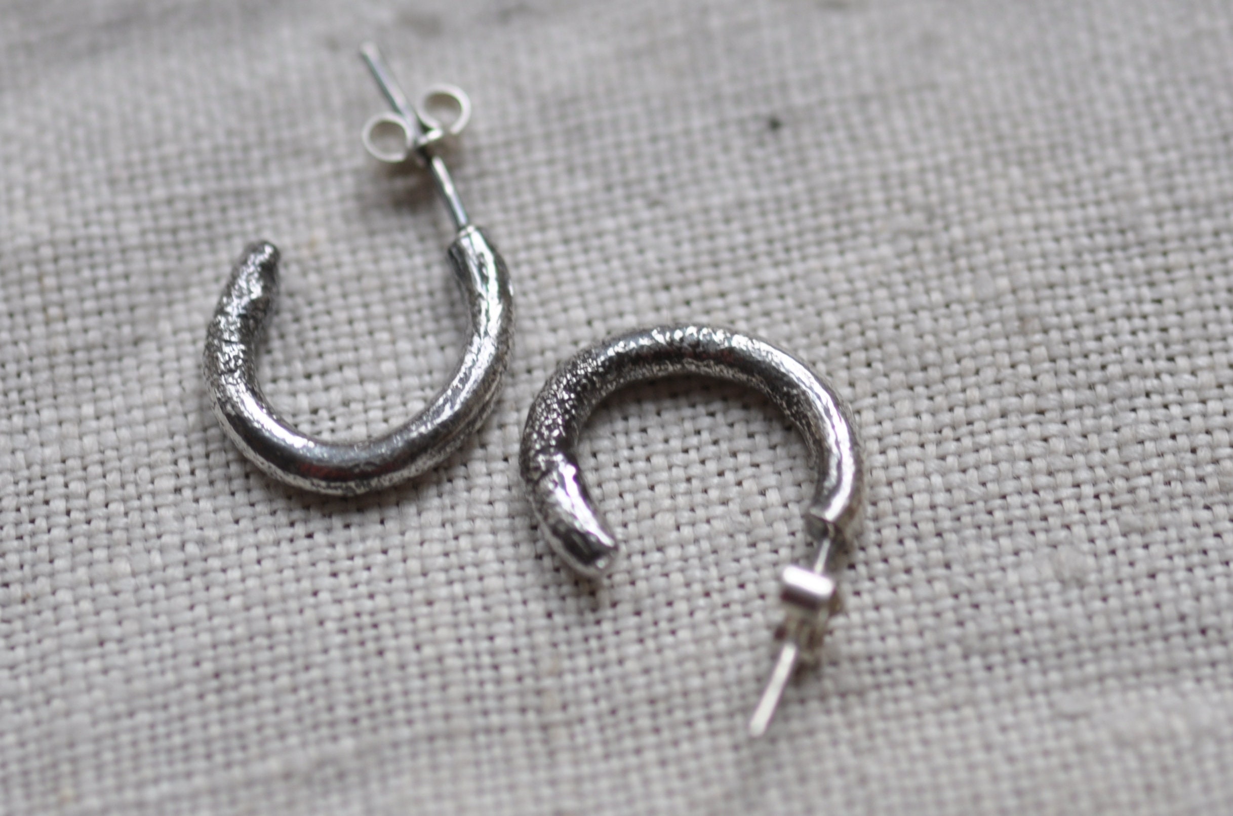 Sterling Silver Reticulated Small Loop Earrings | Etsy