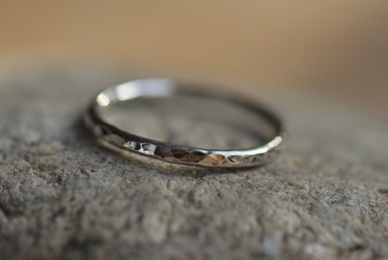 Five Hand Forged Sterling Silver Hammered Stacking Rings | Etsy