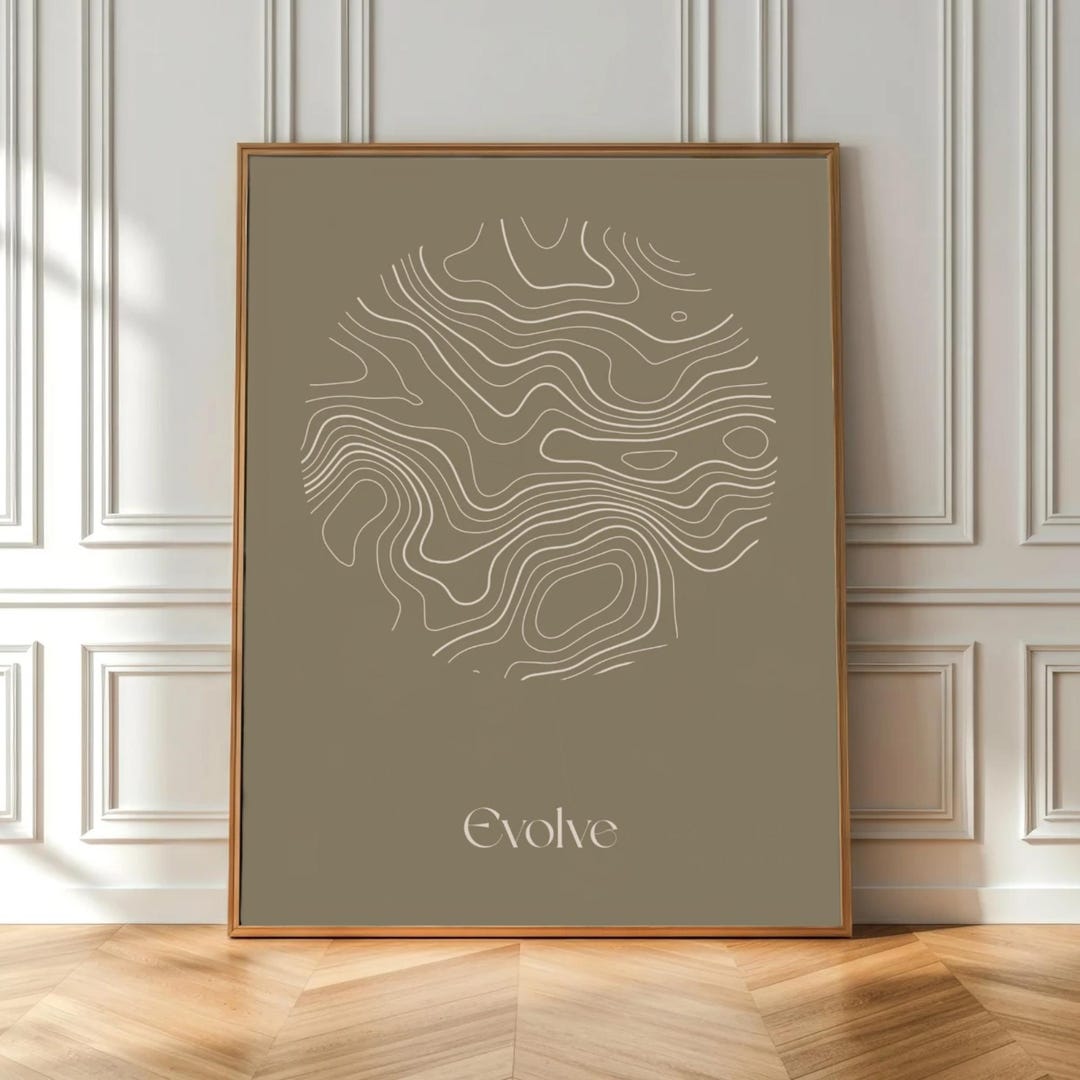 Evolve | Line Art Motivational Poster | Taupe & Soft Off-white ...
