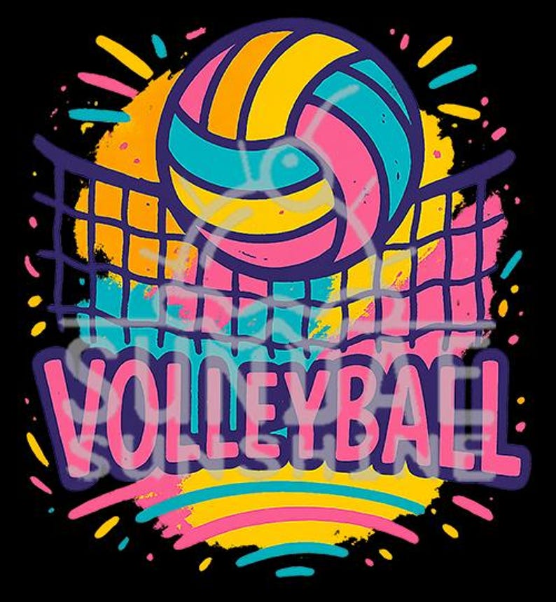 Colorful Volleyball Shirt Design | Fun Digital Download & Sublimation ...