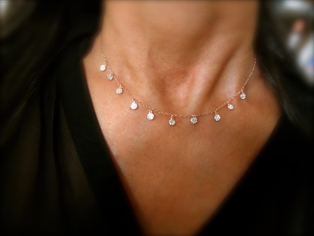 CZ Tiny Multi Disc Necklace - Trendy Disc Necklace - Cz Disc Charms ...