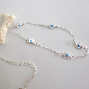 Evil Eye Sterling Silver Chain Necklace - Etsy