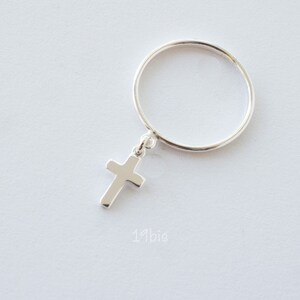 Cross Dangle Ring - Tiny Cross - Silver Cross Ring - Religious - Gold ...