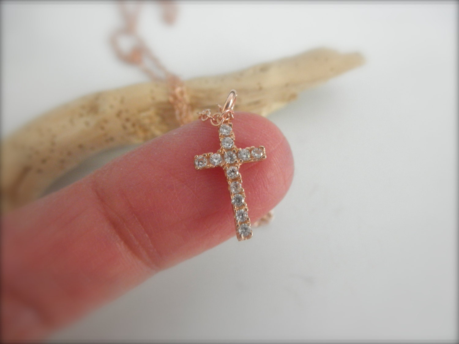 CZ Cross Necklace With 14K Goldfilled Chain Pave Cross | Etsy