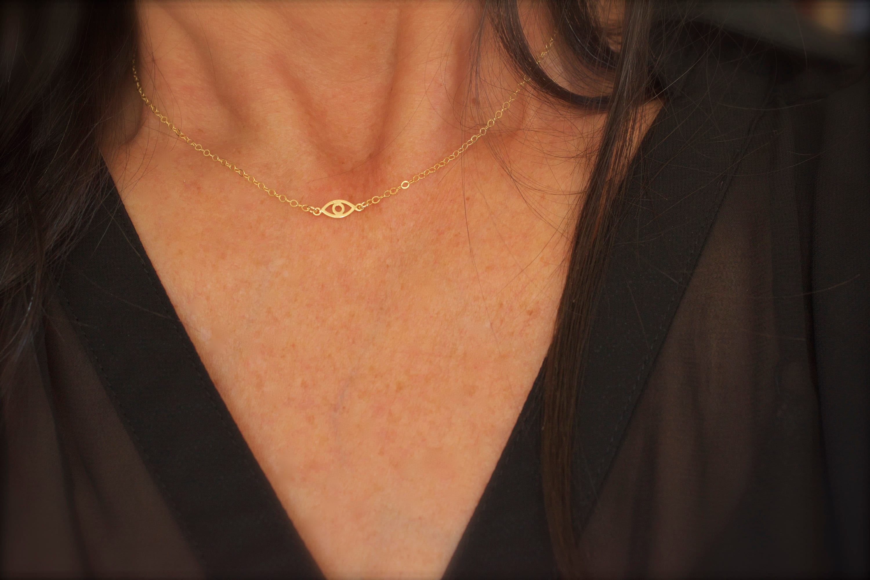 Tiny Evil Eye Necklace Protection Necklace Silver Eye - Etsy