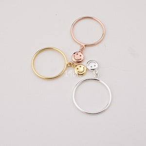 Smiley Face Ring - Emoji Jewelry - Happy Face Ring - Smiley Face Dangle ...