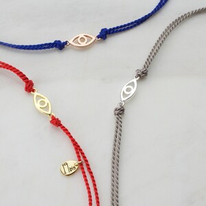 Evil Eye Bracelet - Adjustable Eye Bracelet - Tiny Evil Eye - Silk Cord Evil Eye Bracelet ...