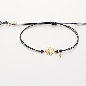 Lucky Clover Bracelet With Initial - 4 Leaf Clover - Silk Cord Bracelet ...