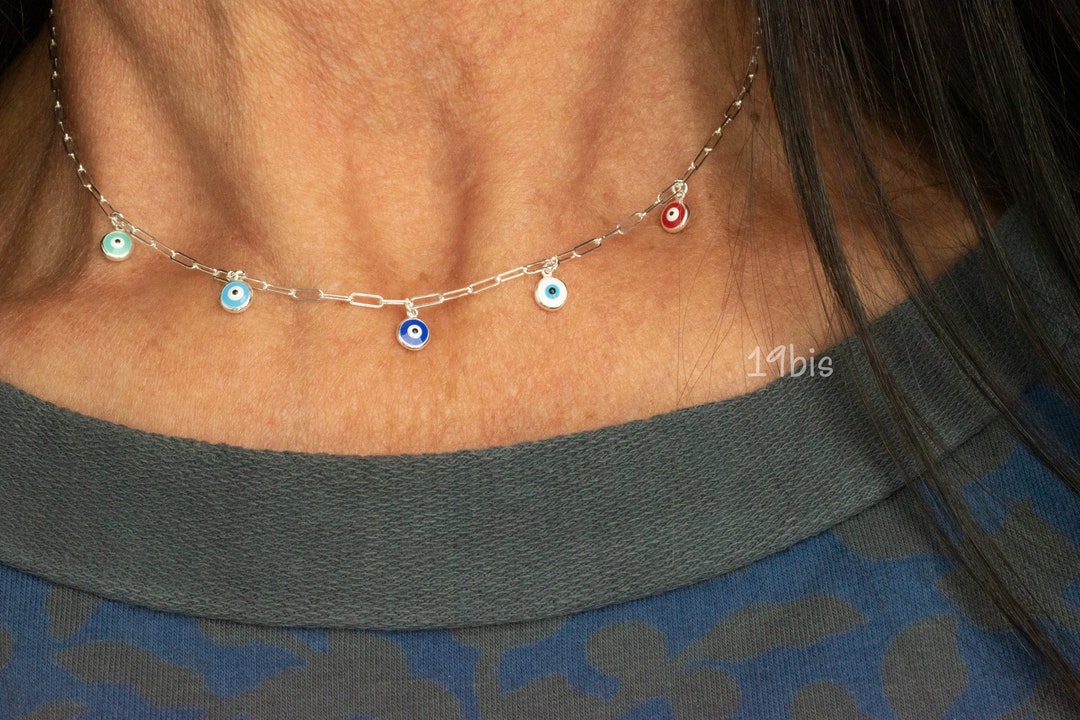 Evil Eye Necklace - Station Evil Eyes Necklace - Paper Clip Eye ...