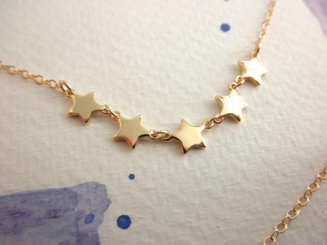 Multi Gold Star Necklace 14K Gold-filled Chain Gold Star | Etsy
