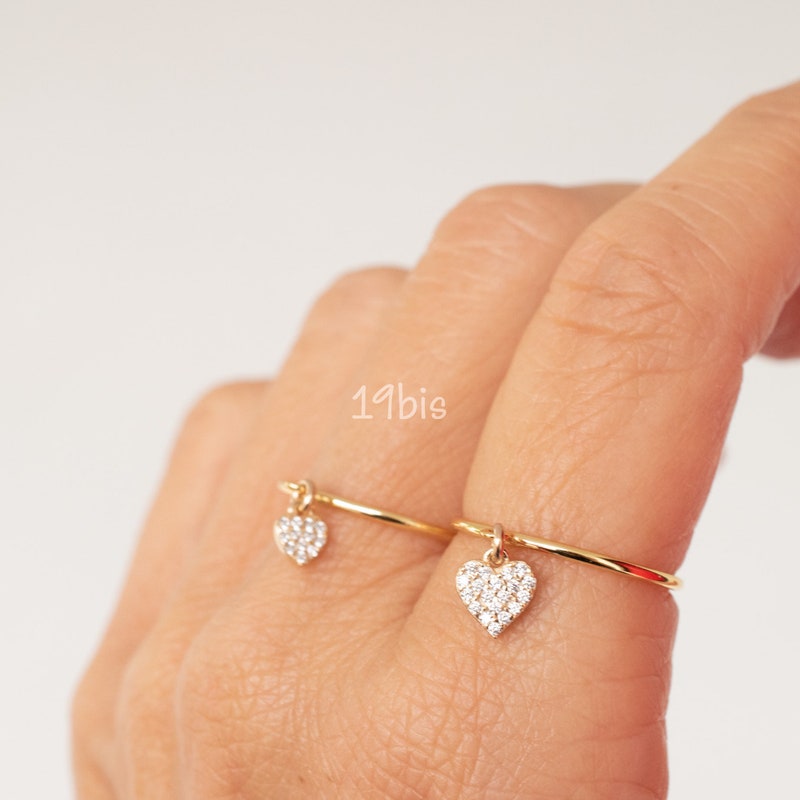 Heart Charm Ring - Etsy