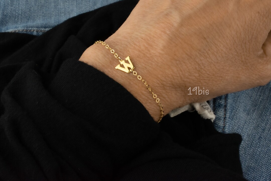Initial Chain Bracelet - Silver Letter Jewelry - Gold Initial ...