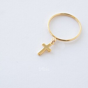 Cross Dangle Ring - Tiny Cross - Silver Cross Ring - Religious - Gold ...