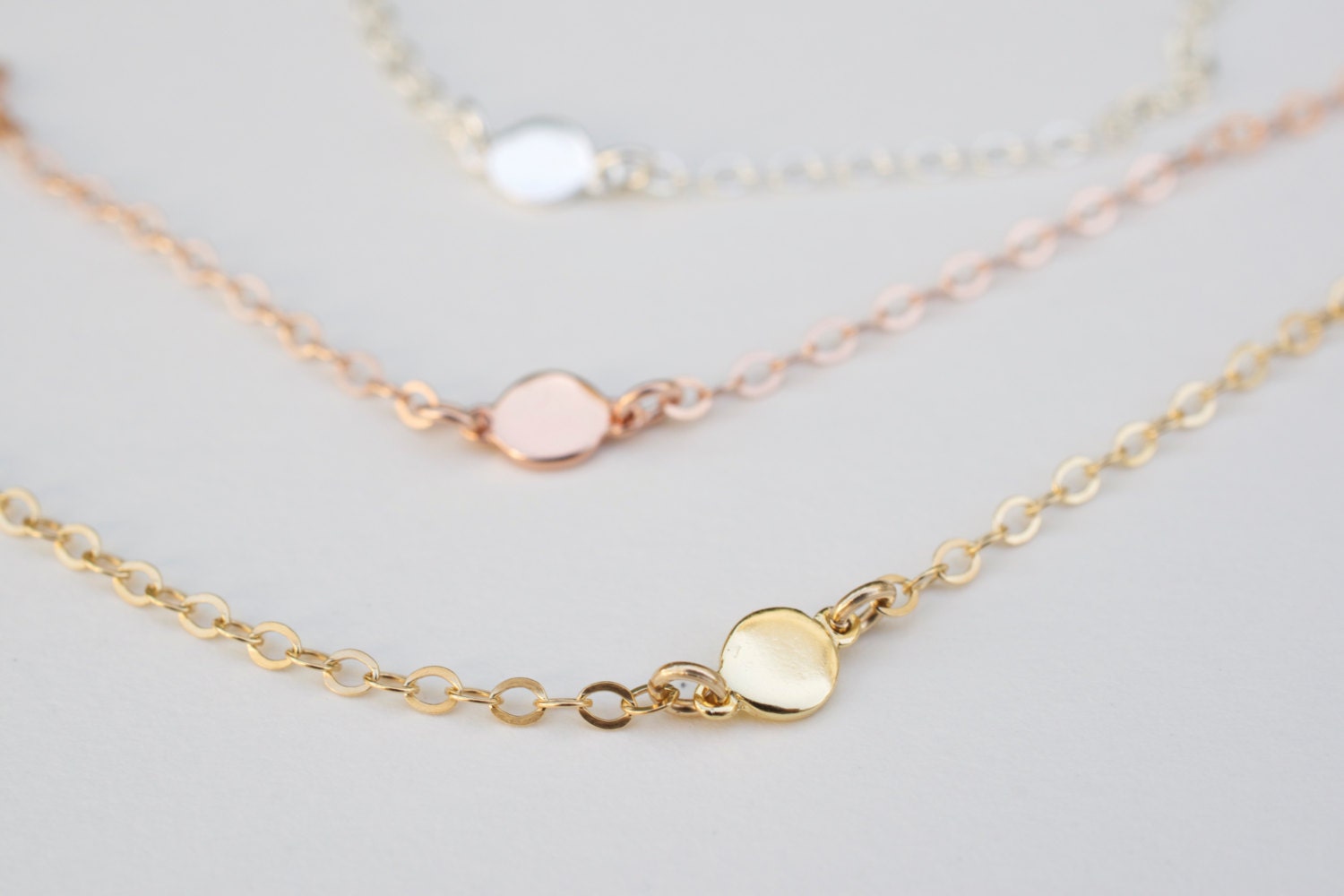 Disc Station Necklace - Multi Disc - - Silver Disc Necklace - Gold Disc ...