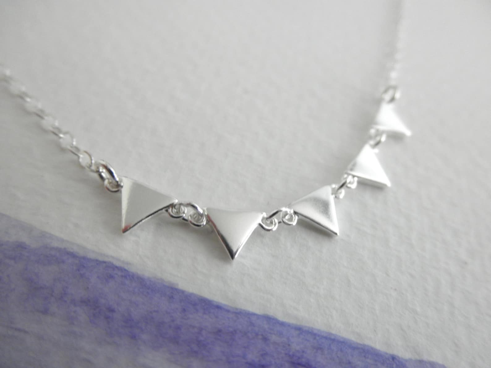 Silver Triangle Necklace Mini Triangle 925 Solid Sterling - Etsy