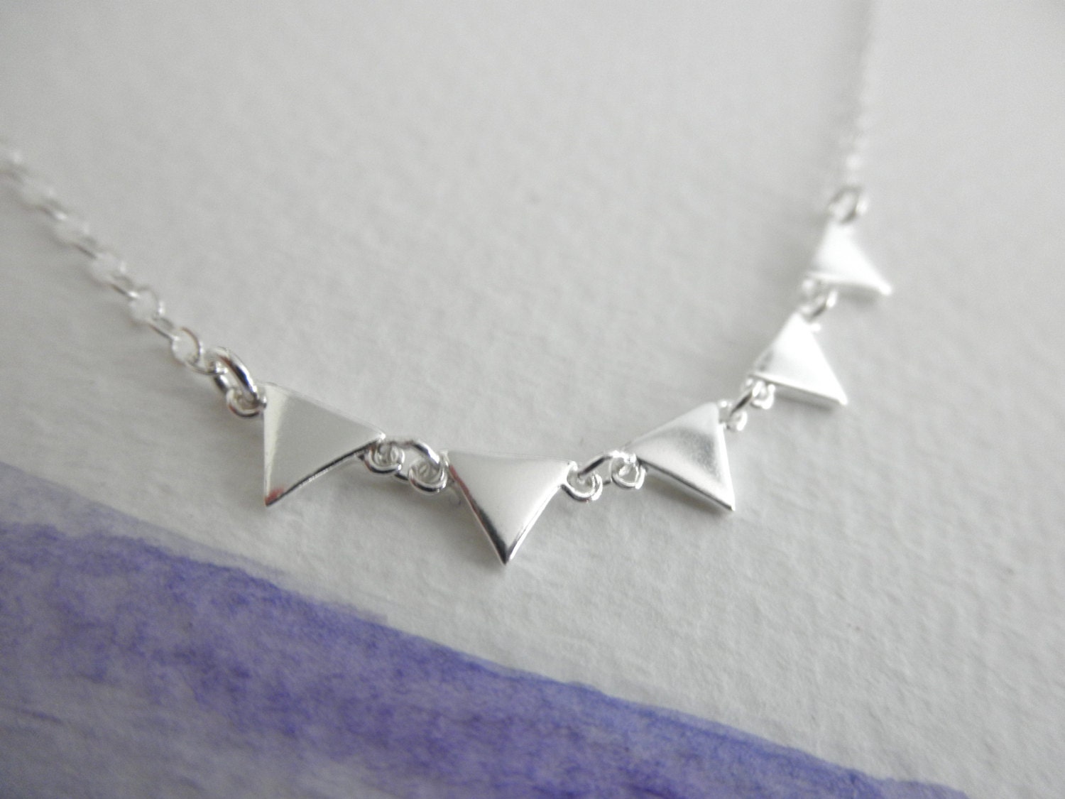 Silver Triangle Necklace Mini Triangle 925 Solid Sterling - Etsy