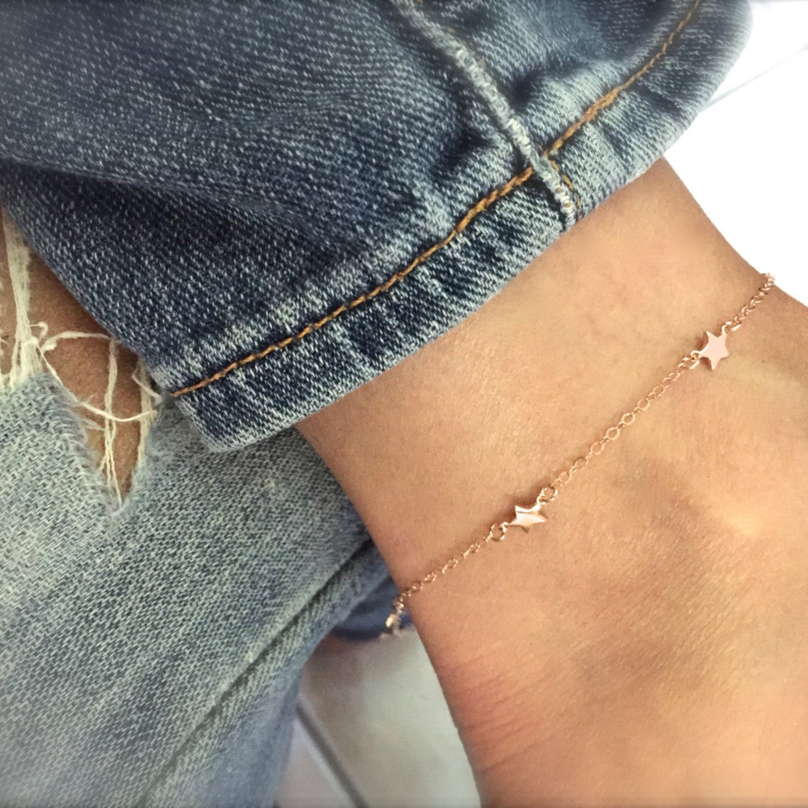 Star Anklet Mini Star Ankle Bracelet 14K Rose Gold-filled - Etsy