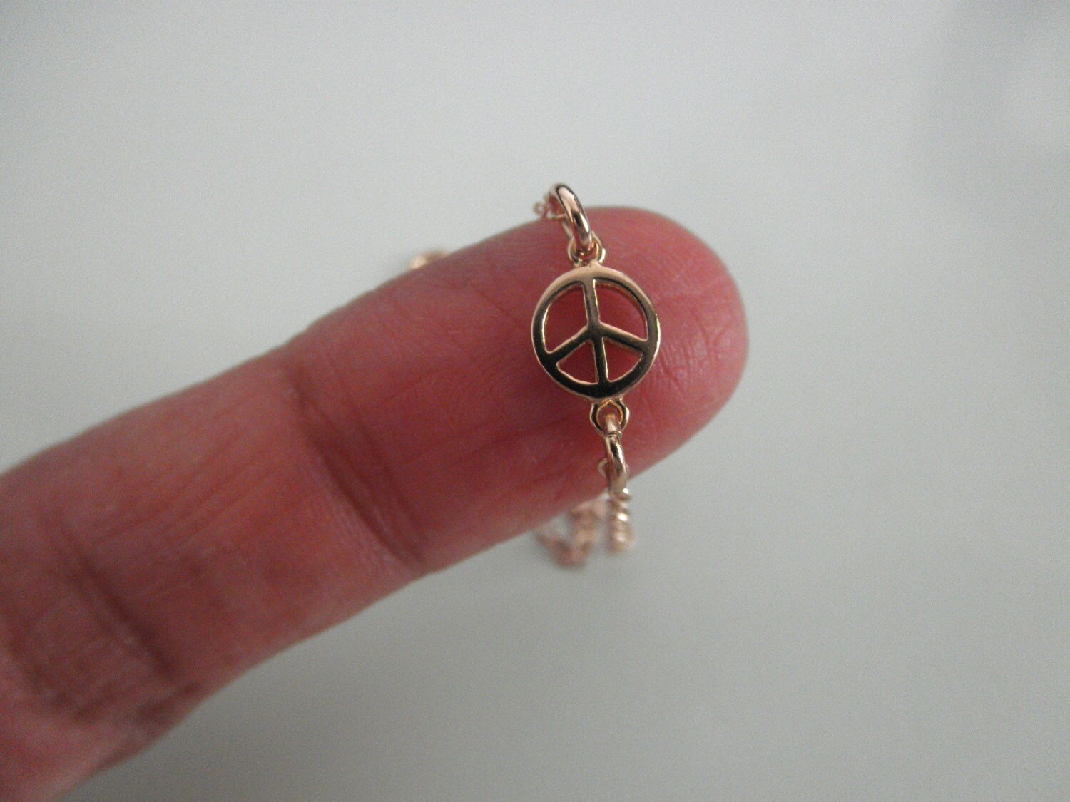 Tiny Peace Bracelet - Peace Symbol - Rose Gold Peace - Peace Tiny Peace Bracelet - Peace Symbol - Rose Gold Peace - Peace