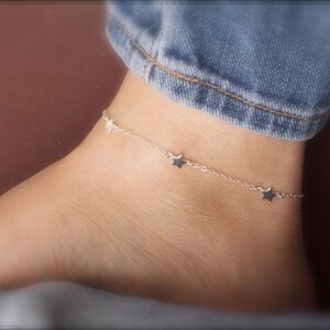 Station Silver Star Anklet - Multi Star Ankle Bracelet - 925 Solid ...