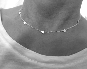 Multi Silver Star Necklace Silver Star Star Necklace 925 - Etsy