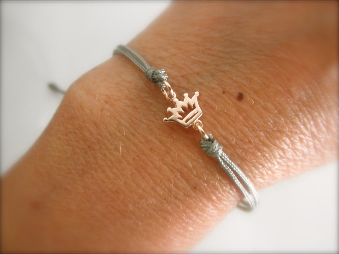 Rose Gold Crown Bracelet - Adjustable Crown Bracelet - Tiny Crown ...