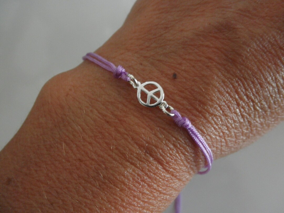 Peace Sign Bracelet - 925 Solid Sterling Silver - Tiny Peace Sign ...
