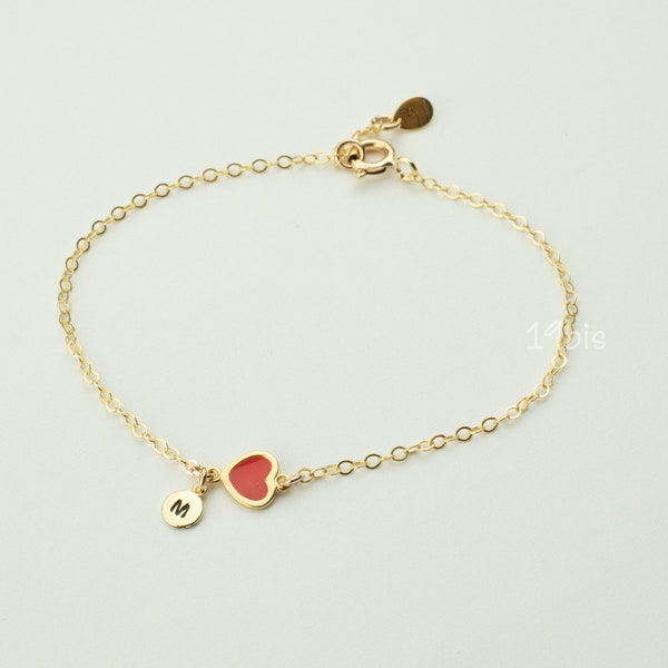 Red Heart Bracelet - Etsy