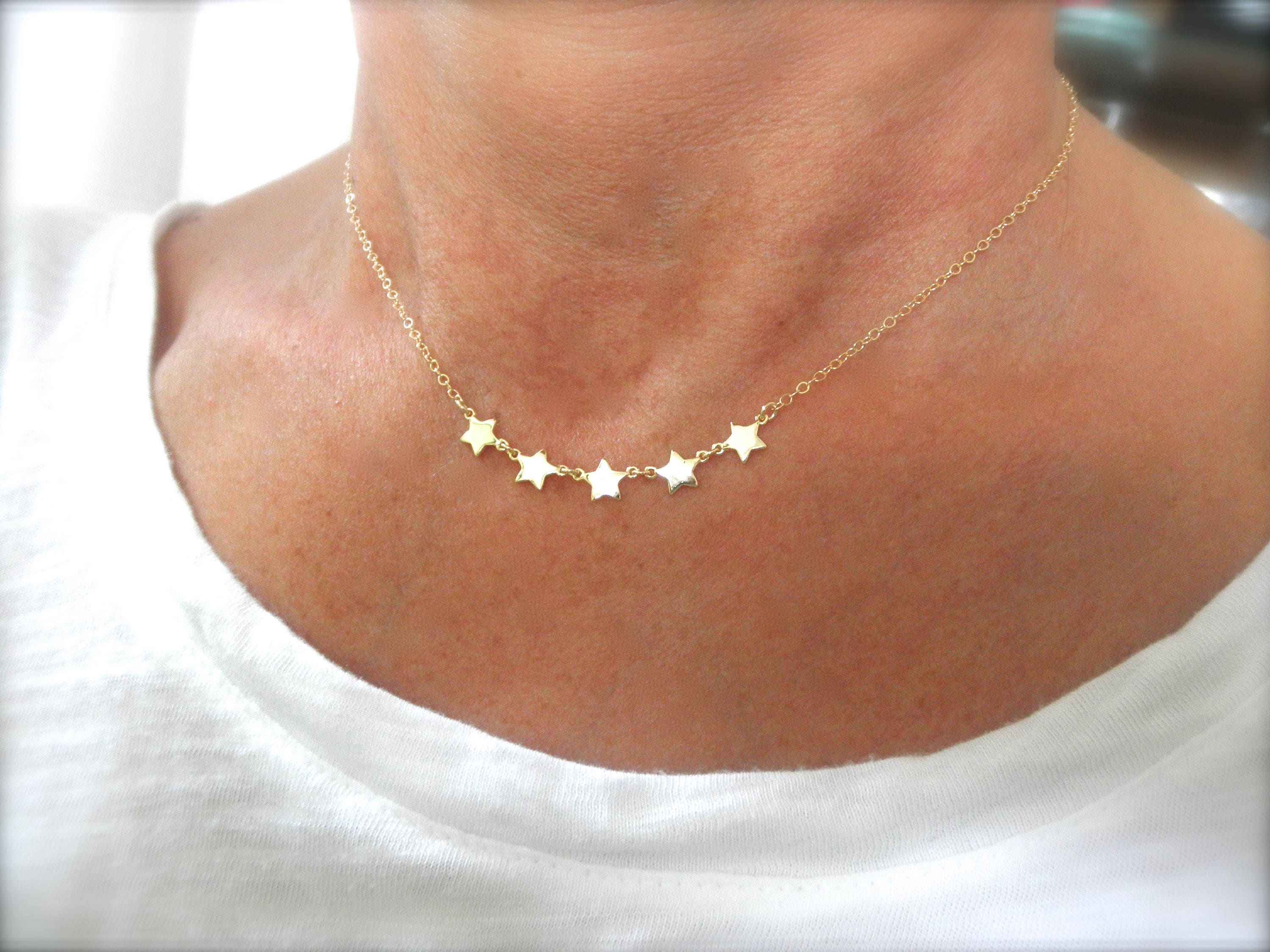 Multi Gold Star Necklace 14K Gold-filled Chain Gold Star | Etsy