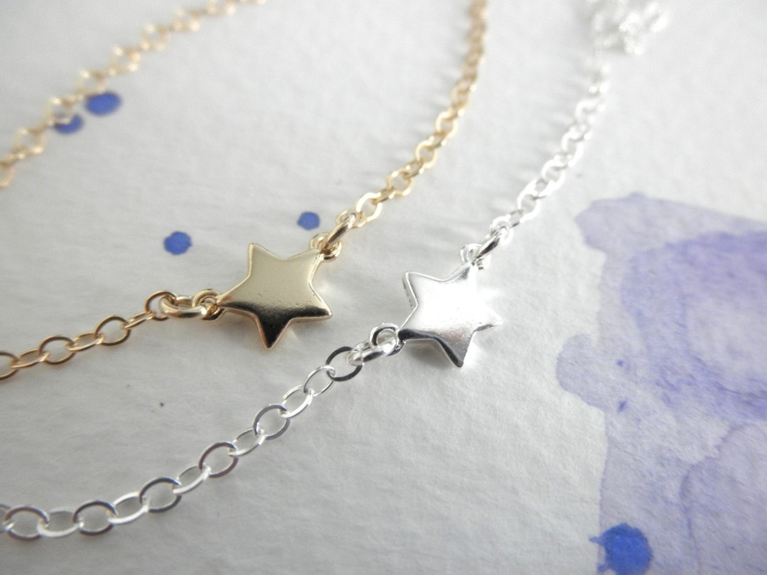 Mini Gold Star Necklace - 14K Gold-filled Chain - Single Star - Gold ...