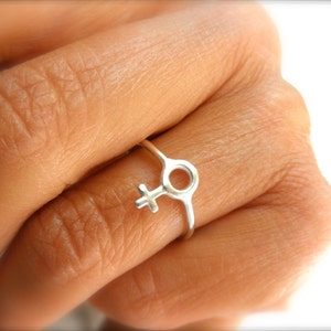 Female Symbol Ring - Solid 925 Terling Silver Ring - Female Sign Ring ...