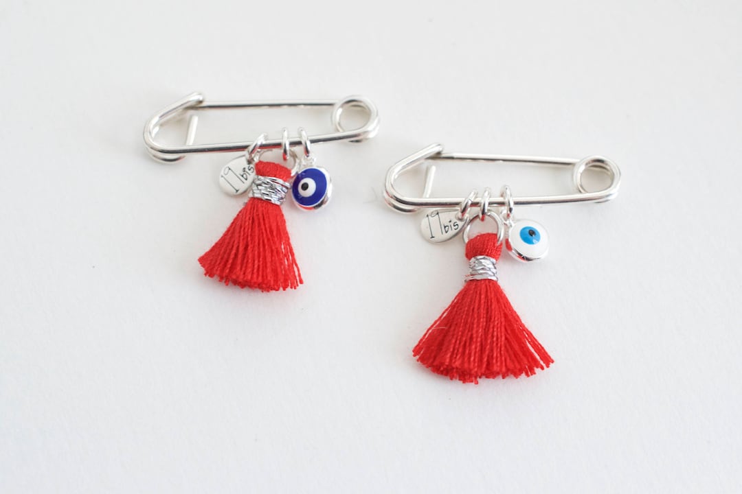 Evil Eye Safety Pin - Sterling Silver Baby Safety Pin - Baby Shower ...