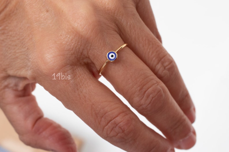 Gold Evil Eye Ring Protection Ring Blue Eye Ring White - Etsy