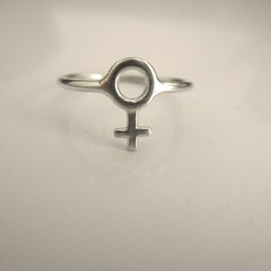 Female Symbol Ring - Solid 925 Terling Silver Ring - Female Sign Ring ...