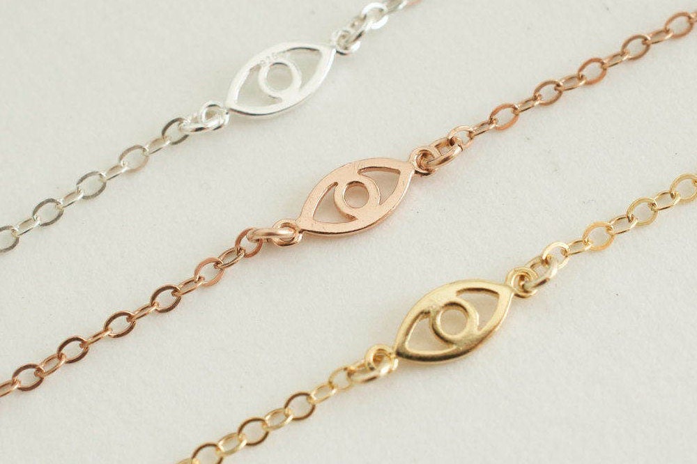 Tiny Evil Eye Necklace Protection Necklace Silver Eye - Etsy