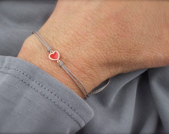Red Heart Bracelet | Etsy