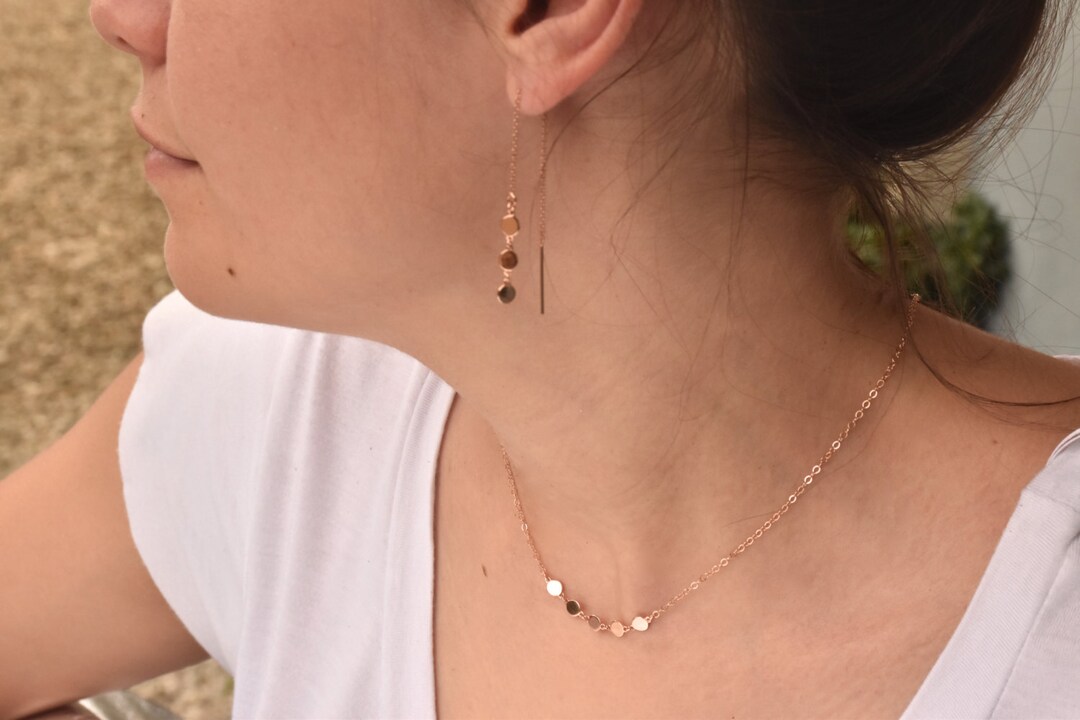 Rose Gold Mini Disc Necklace - Multi Disc - Rose Gold Circle Necklace ...