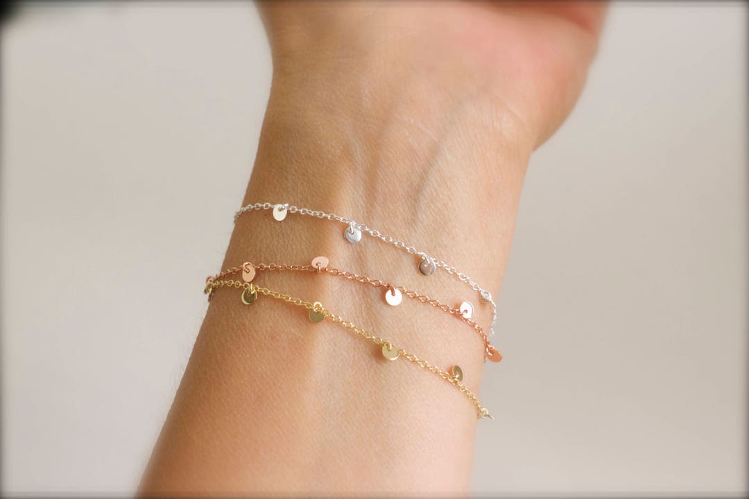 Tiny Disc Bracelet - Shimmer Bracelet -trendy Disc Bracelet - Mini Disc ...