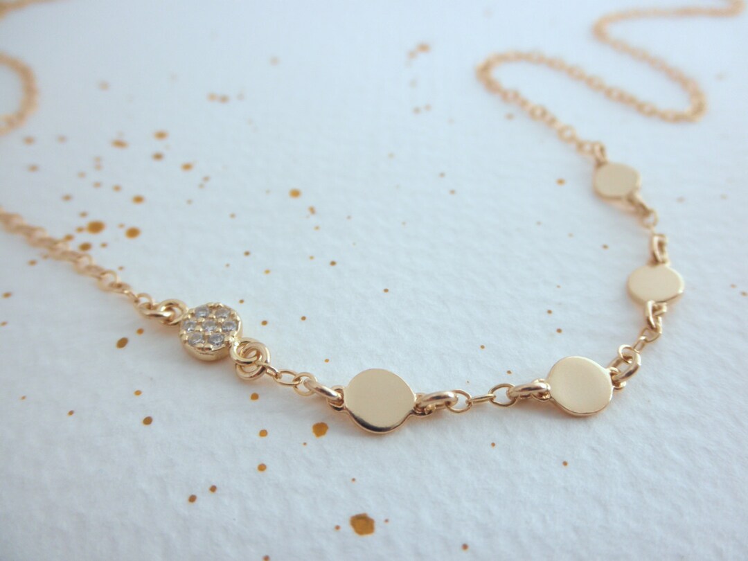 Mini Gold Disc With Cz Disc Necklace -multi Disc - 14K Gold-filled ...
