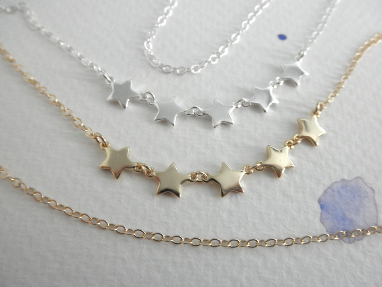 Multi Gold Star Necklace 14K Gold-filled Chain Gold Star | Etsy