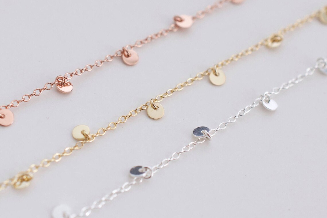 Tiny Disc Bracelet - Shimmer Bracelet -trendy Disc Bracelet - Mini Disc ...