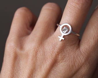 Female Symbol Ring Solid 925 Terling Silver Ring Female | Etsy