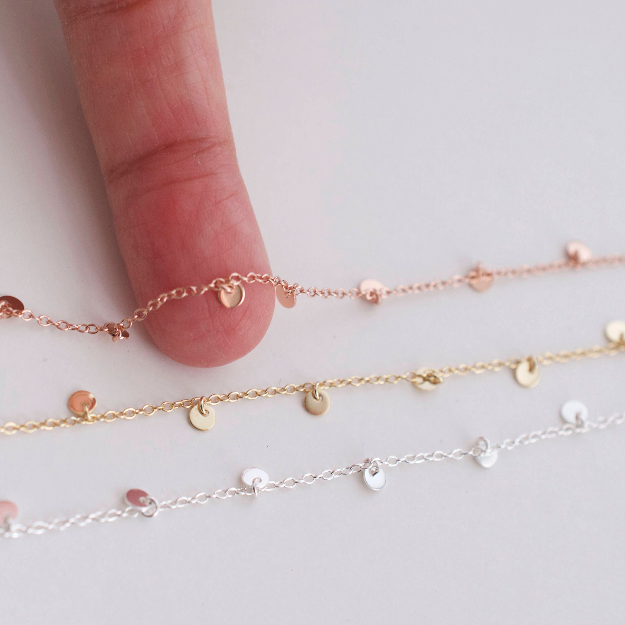 Tiny Disc Necklace - Shimmer Necklace -trendy Disc Station Necklace ...