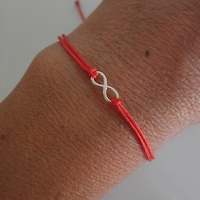 Infinity Bracelet, Black Infinity Charm, Waxed Cotton Bracelet ...