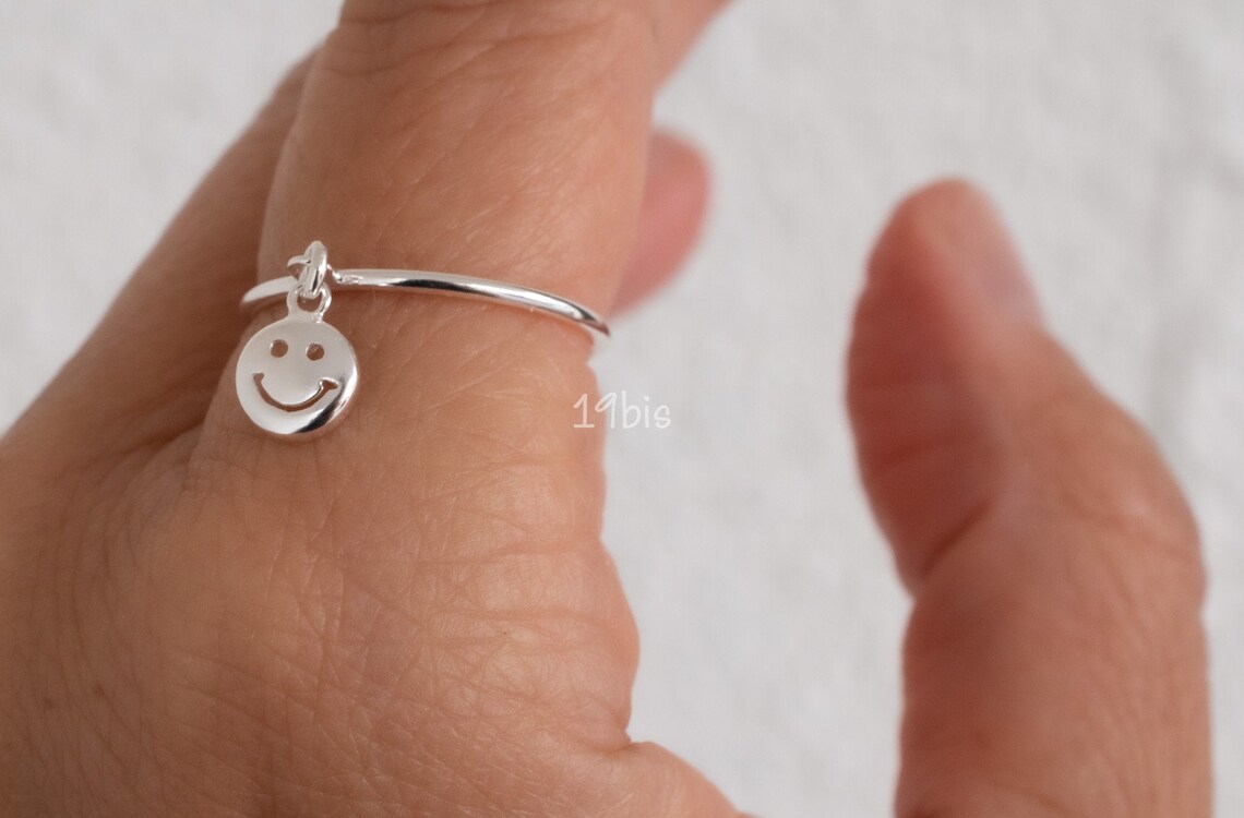 Smiley face ring emoji jewelry Happy face ring smiley | Etsy