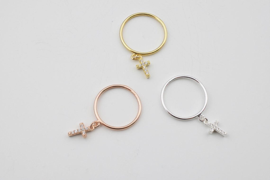 Tiny CZ Cross Ring Dangle Ring Mini Cross Religious Ring - Etsy