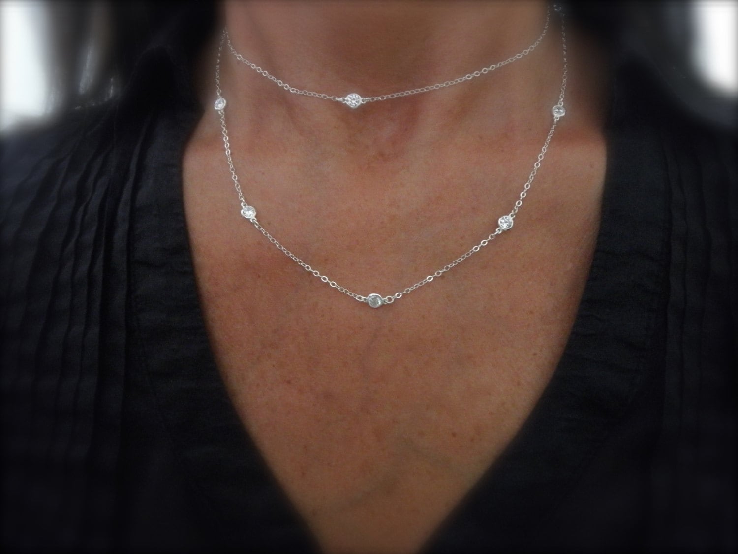 Solitaire CZ Choker Sterling Silver Single Cz Charm Cz - Etsy