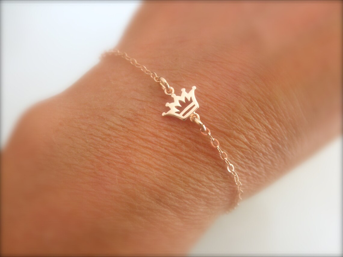 Tiny Crown Bracelet Mini Crown Small Crown Bracelet Rose | Etsy