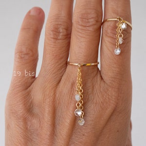 Zirconia Tassel Dangle Ring - Statement Cz Chain Ring - Gold Zircon ...