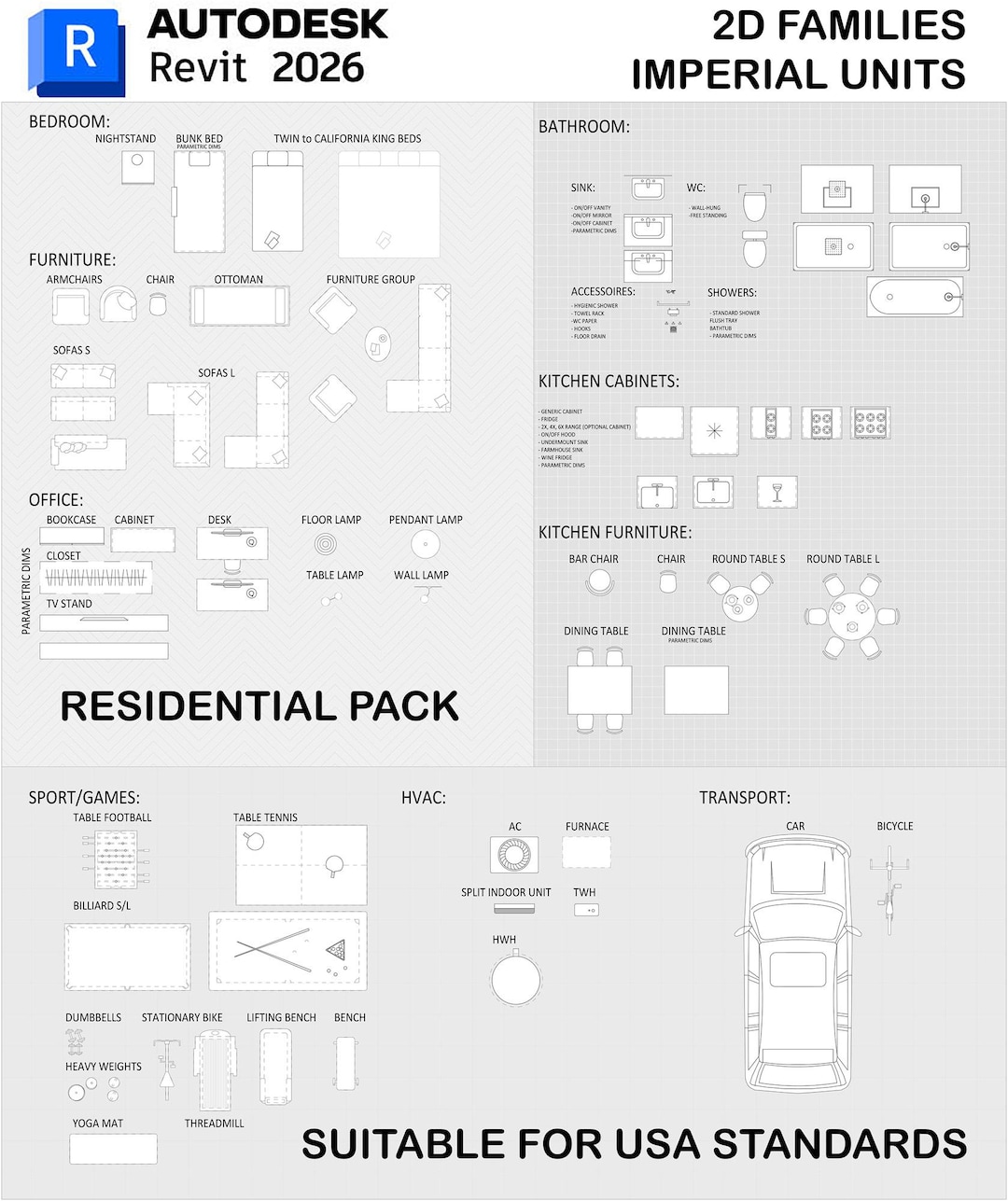 Revit 2026+ 2D Parametric Residential Families - Etsy