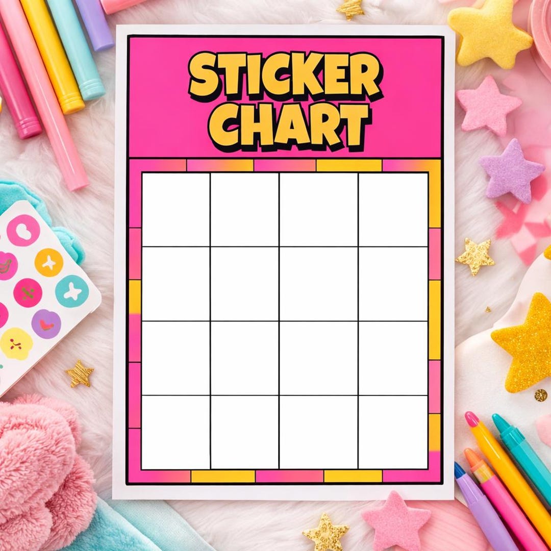 Kids Sticker Chart | Reward Behavior Chore Motivation (PDF Download) - Etsy